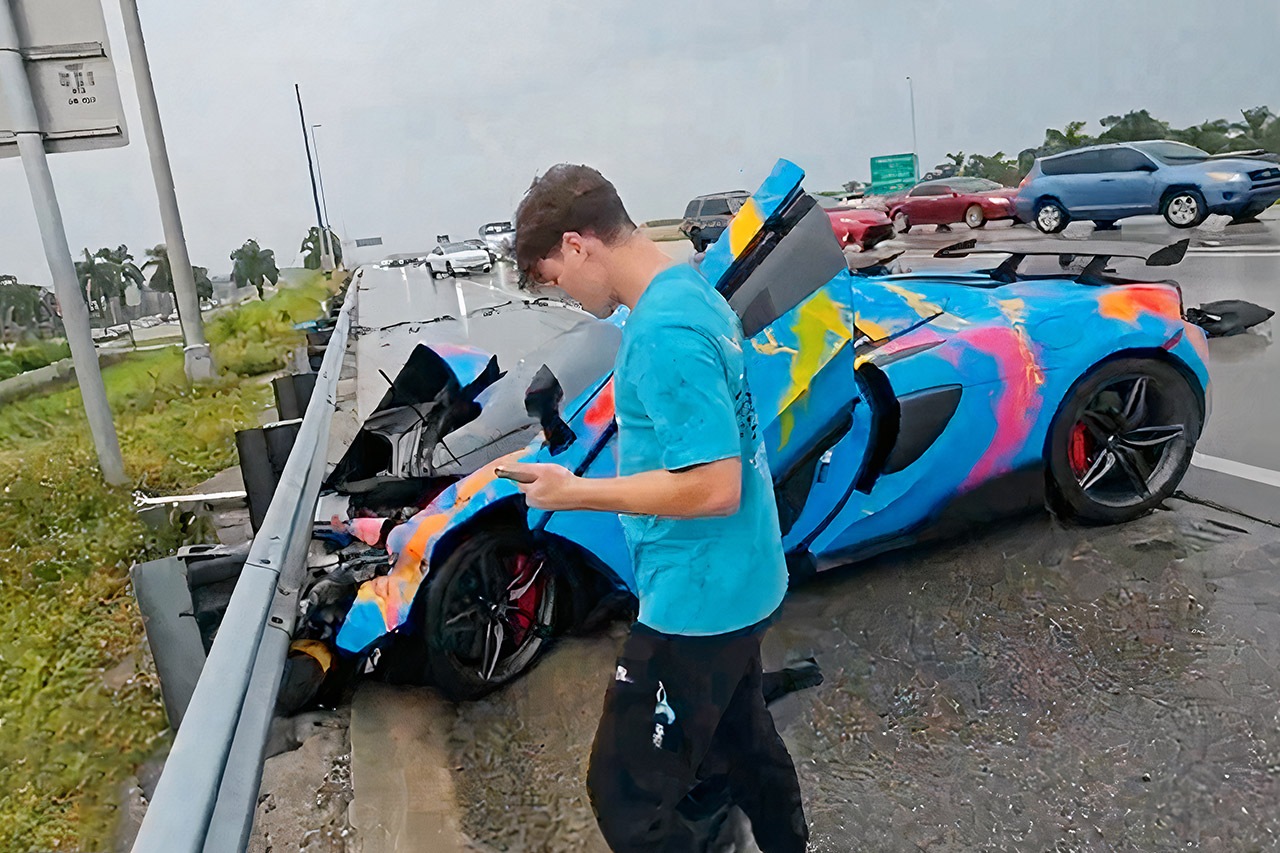 Streamer med vožnjo tipkal po telefonu, razbil McLarena in bil brcnjen ...